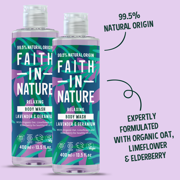 Lavender & Geranium Natual Body Wash Set | Faith In Nature